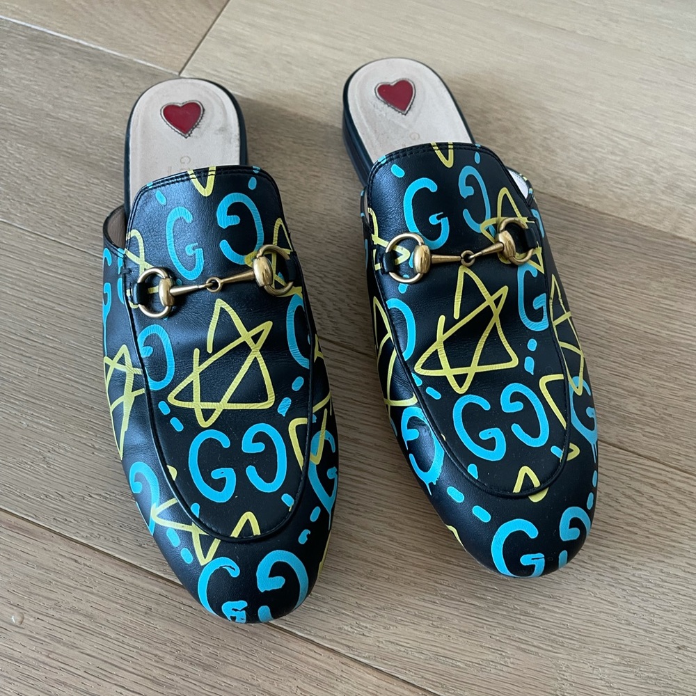 Gucci Princetown Graffiti Mule - Gem